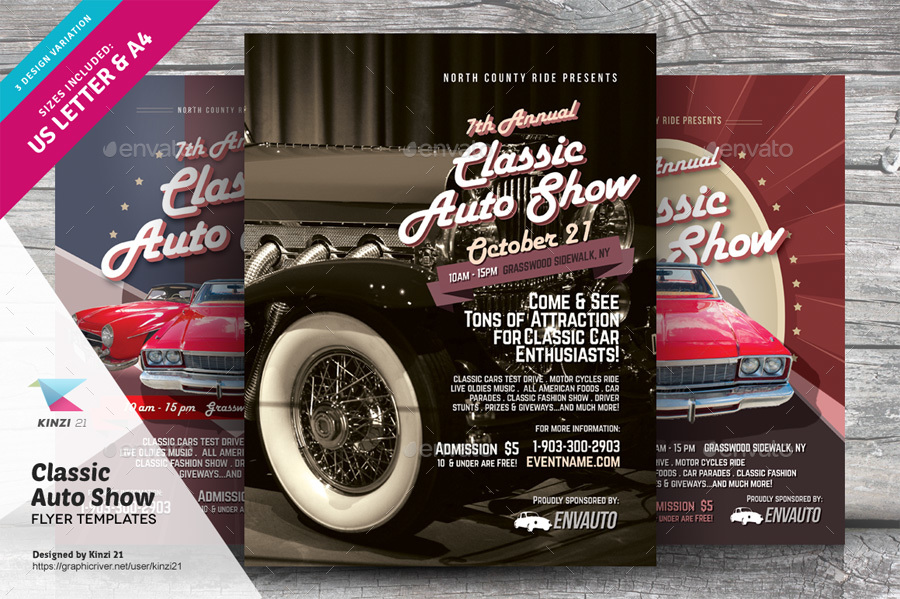 Classic Auto Show Flyers, Print Templates | GraphicRiver