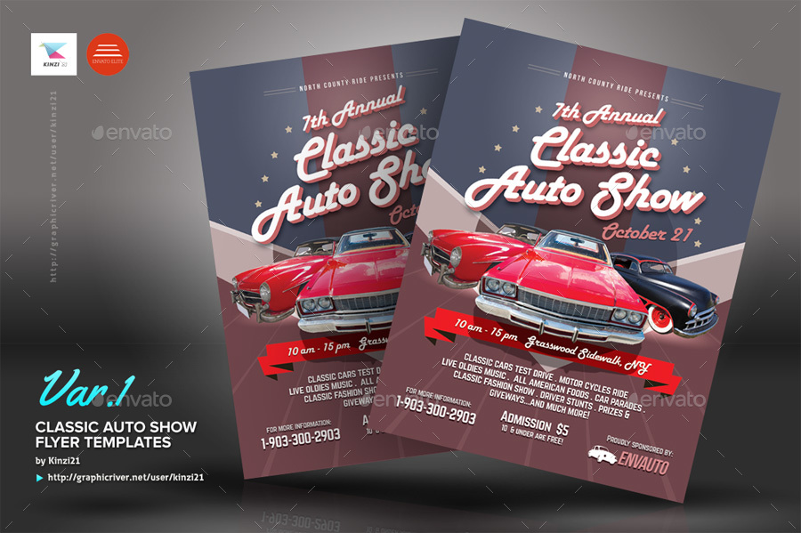 Classic Auto Show Flyers, Print Templates | GraphicRiver