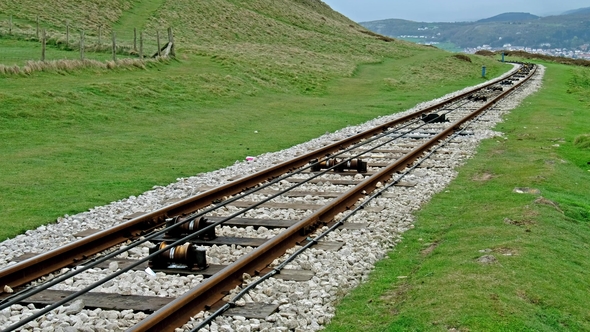 Close View of Tram Rail Tracks Showing the Cable System Which Pulls the ...
