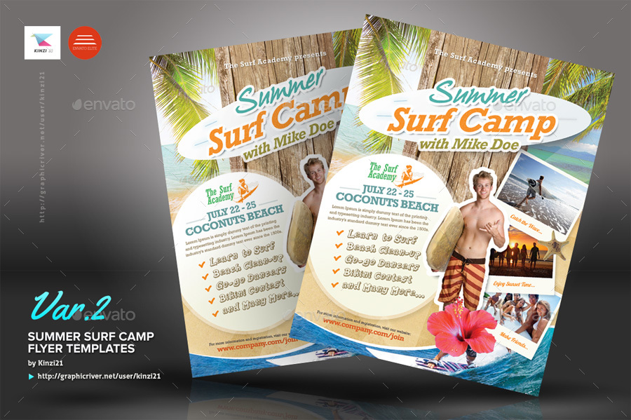 Summer Surf Camp Flyers, Print Templates | GraphicRiver