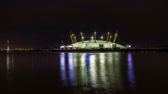 of Night Illumination of Millennium Dome, Also Called O2 Arena, in the ...