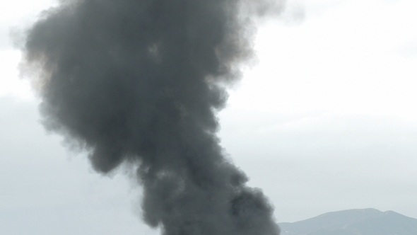 Big Column of Black Smoke from a Fire, Stock Footage | VideoHive