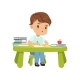 Little Boy Character Sitting at the Table, Vectors | GraphicRiver