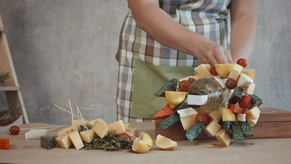 Creating Edible Bouquet Arrangement at Workplace, Stock Footage | VideoHive