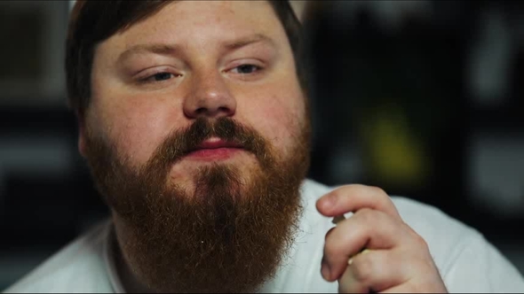 Fat Man Eats Pop-corn and Watches TV, Stock Footage | VideoHive