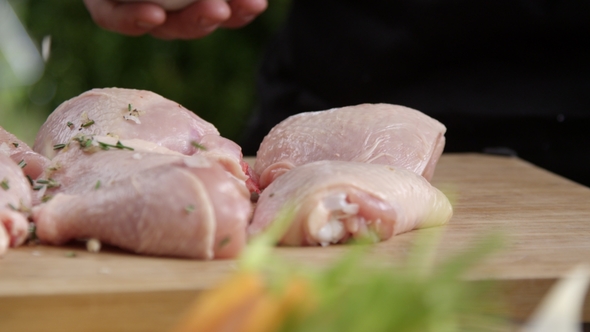 Chef Seasoning Chicken Portions, Stock Footage | VideoHive