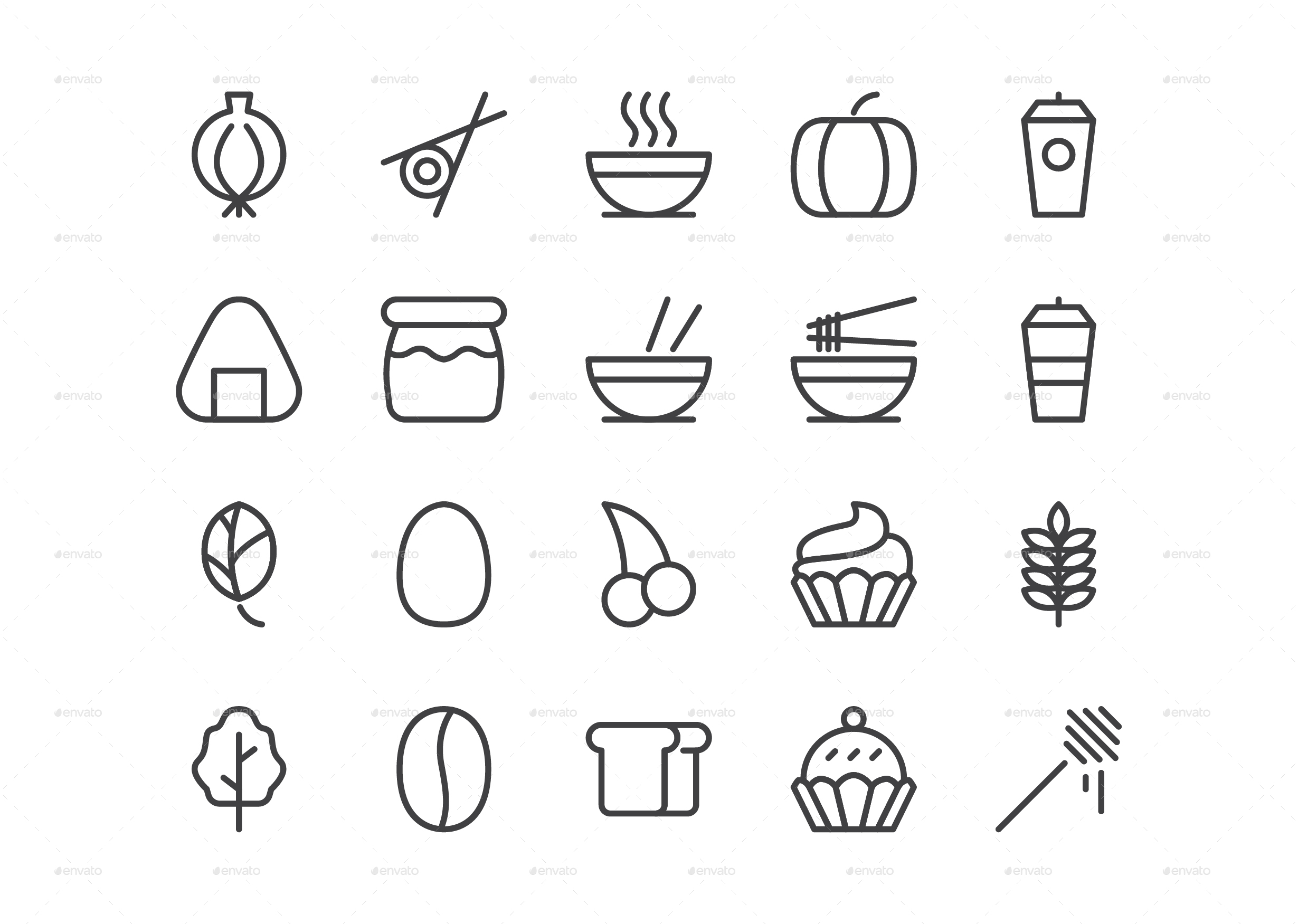 40 Food and Vegetable Icon Set, Icons | GraphicRiver