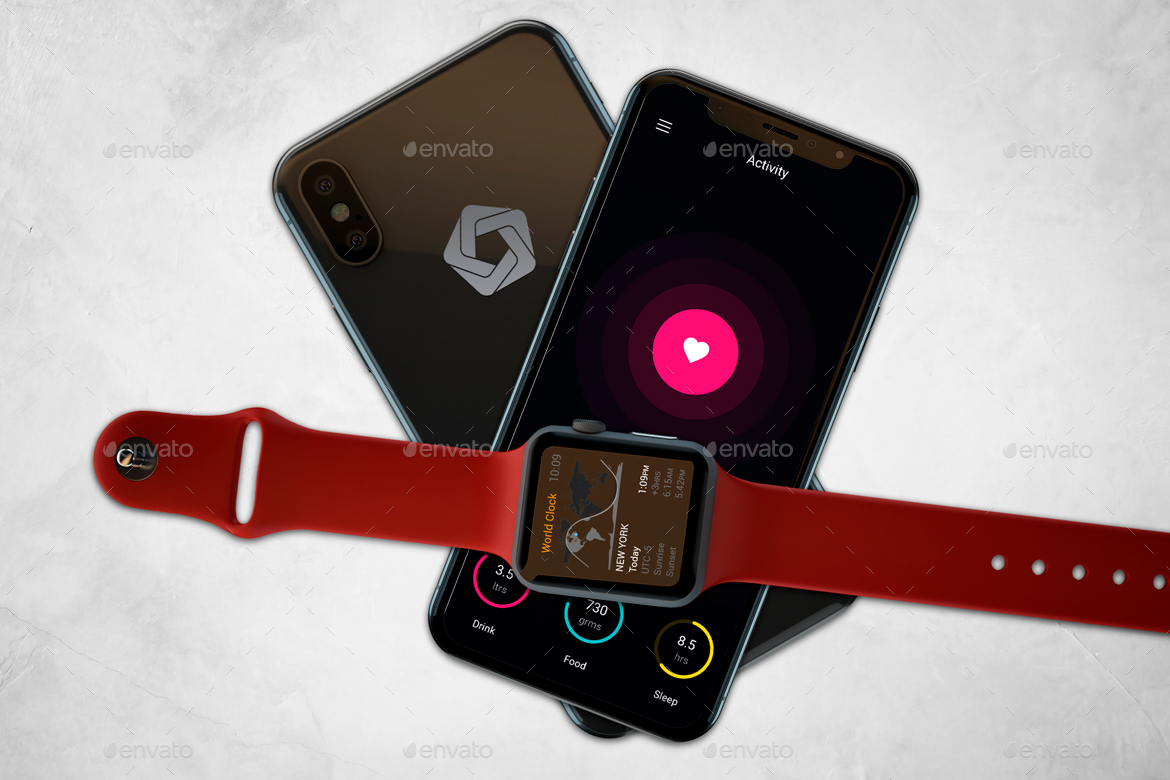 iWatch & Phone X Mockup V.2, Graphics | GraphicRiver
