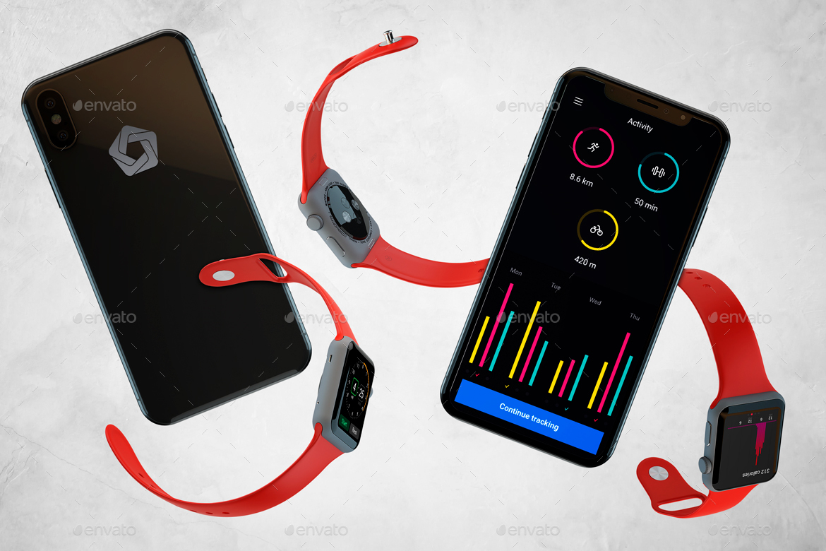 iWatch & Phone X Mockup V.2, Graphics | GraphicRiver