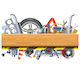 Vector Car Parts with Wooden Board, Vectors | GraphicRiver
