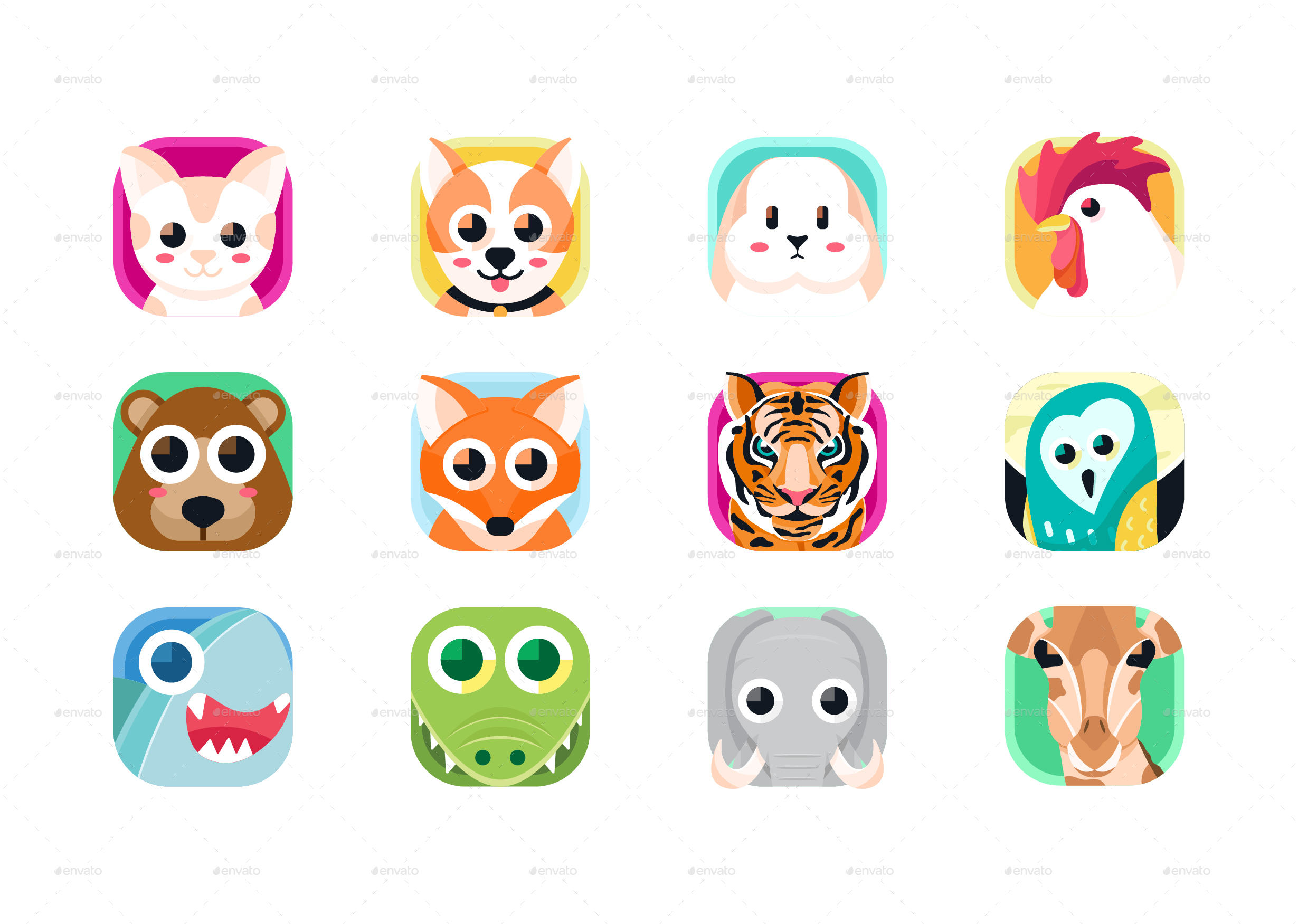 Animal App Icon Set, Icons | GraphicRiver