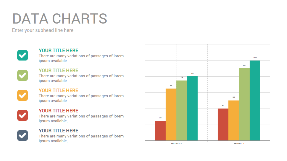 Data Charts PowerPoint Presentation Template, Presentation Templates