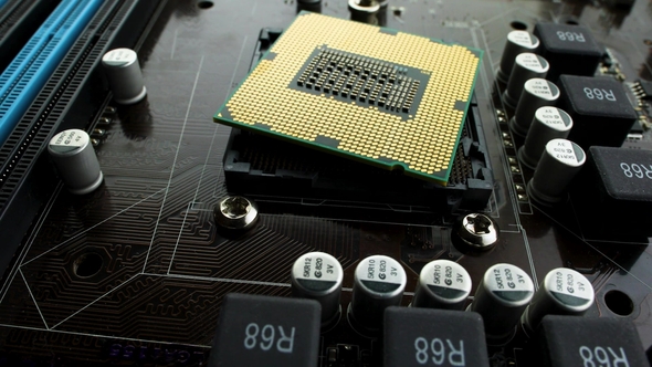 Modern Processor and Motherboard for a Home Computer, Stock Footage