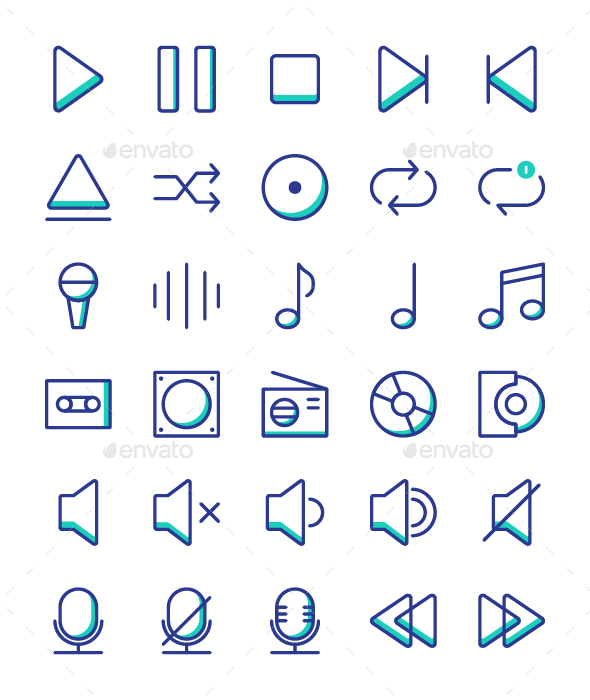 50 Music Player Icon Set, Icons | GraphicRiver