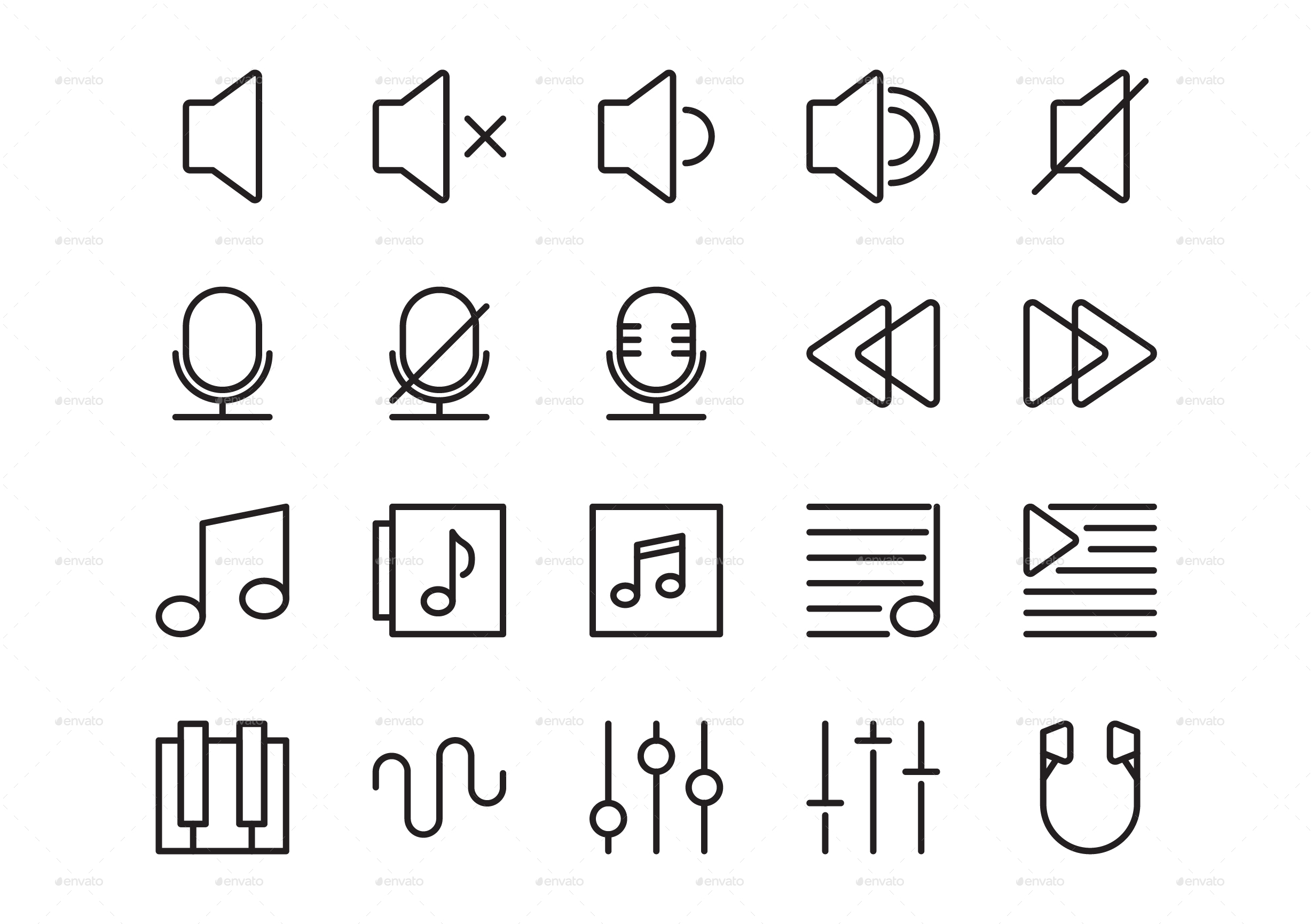 50 Music Player Icon Set, Icons | GraphicRiver