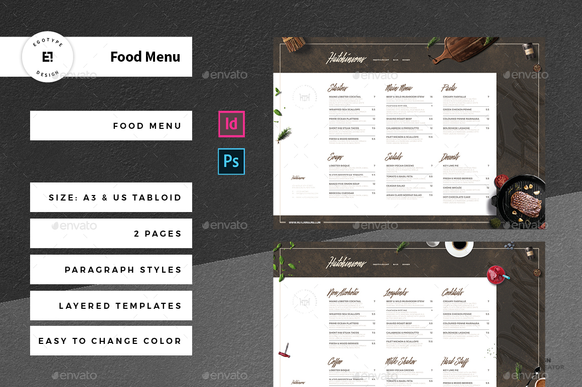 Restaurant Menu Bundle, Print Templates | GraphicRiver