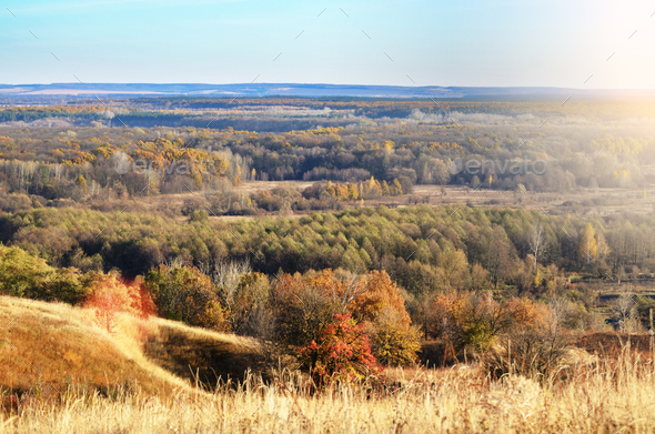 Autimn countryside beautiful view in Ukraine sunset time Stock Photo by ...