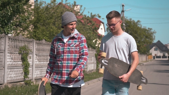 Two Skateboarders Friends, Stock Footage | VideoHive