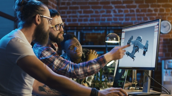 Men Creating 3-D Detail for Video Game, Stock Footage | VideoHive