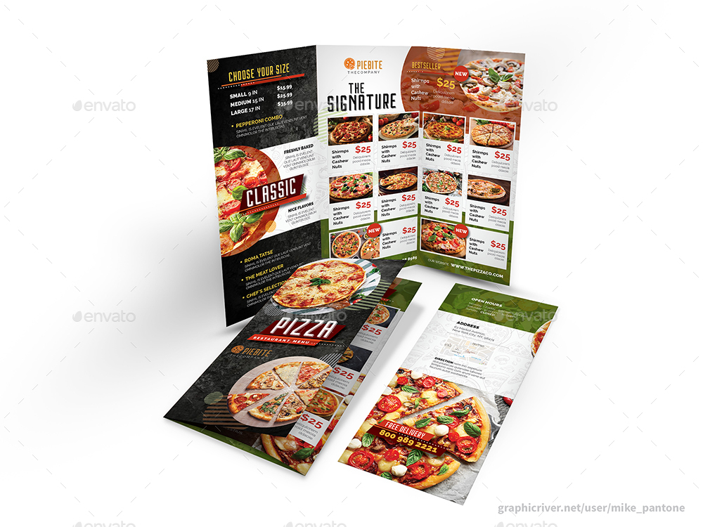 Pizza Restaurant Trifold Menu 3, Print Templates | GraphicRiver