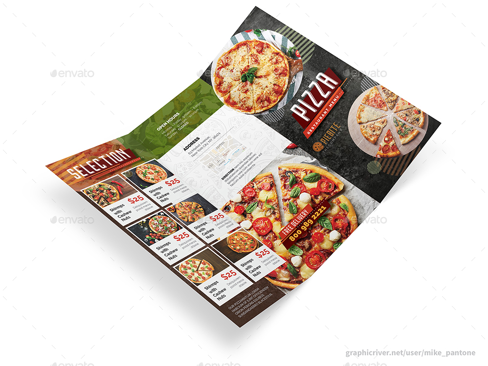 Pizza Restaurant Trifold Menu 3, Print Templates | GraphicRiver