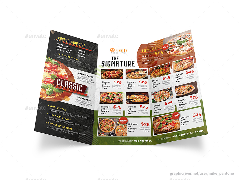 Pizza Restaurant Trifold Menu 3, Print Templates | GraphicRiver