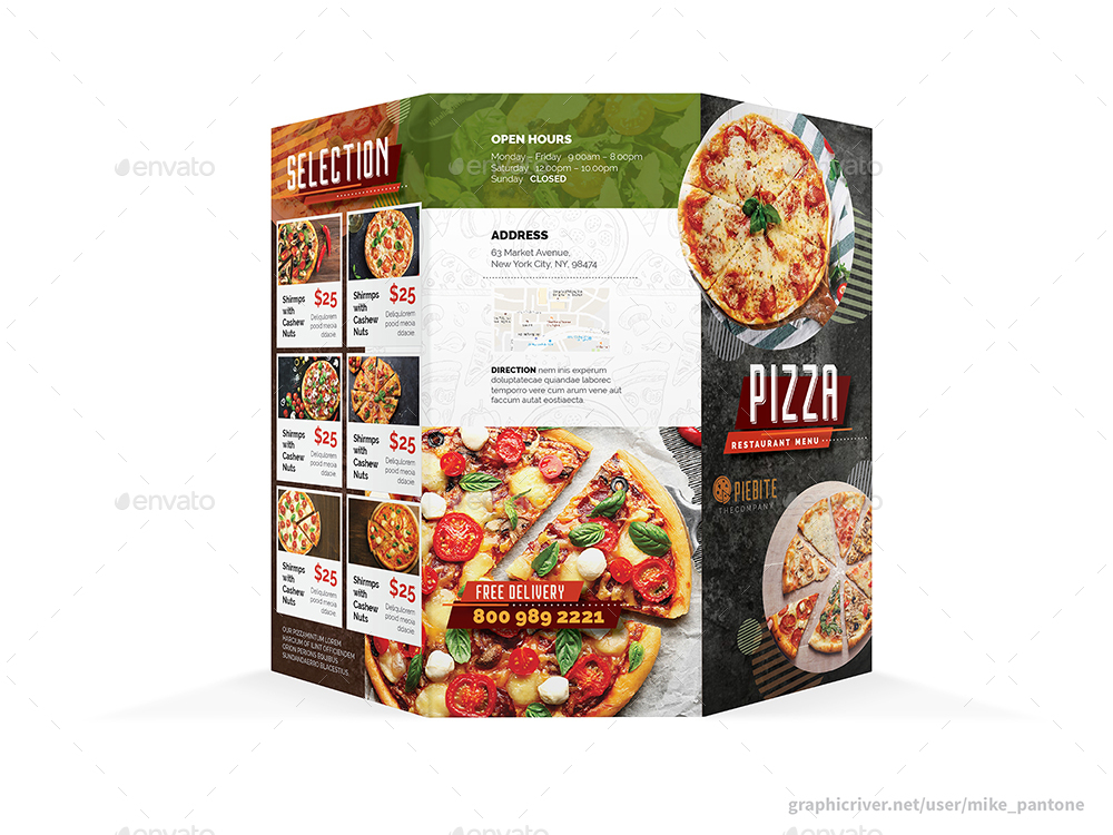 Pizza Restaurant Trifold Menu 3, Print Templates | GraphicRiver