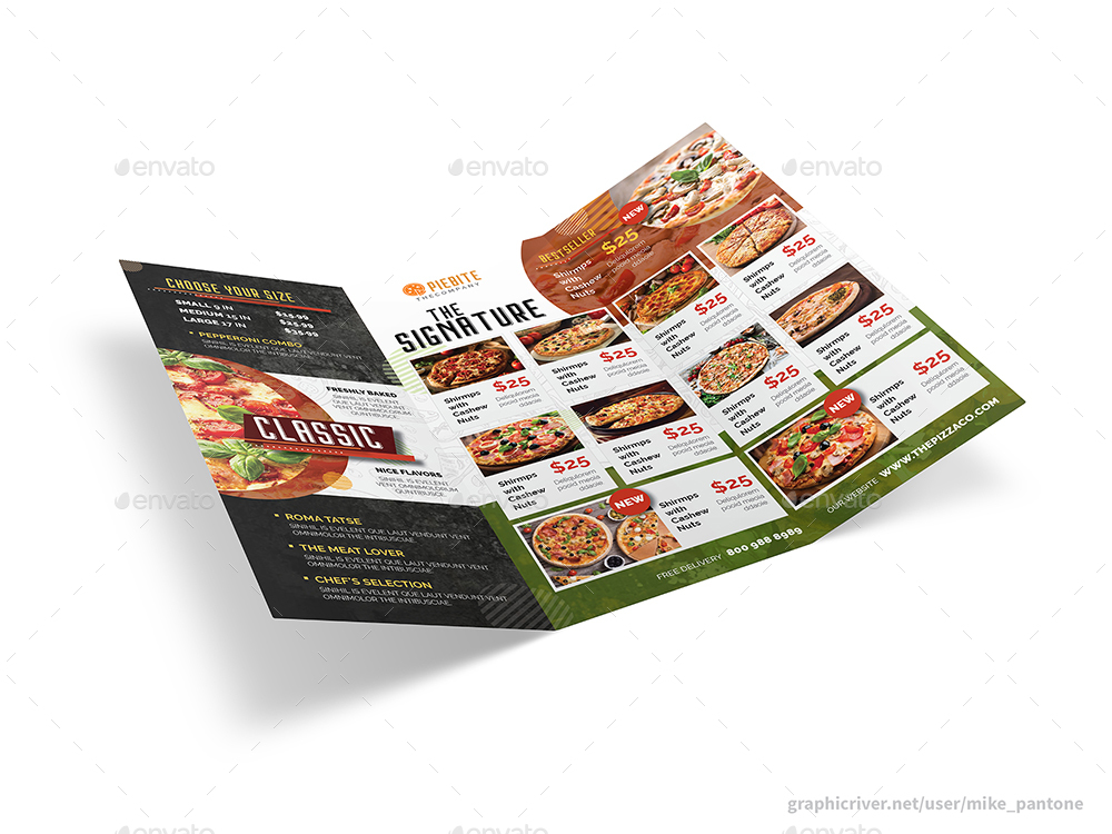 Pizza Restaurant Trifold Menu 3, Print Templates | GraphicRiver