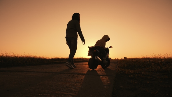 Little Boy Is Riding an Electric Motorcycle Toy, Stock Footage | VideoHive
