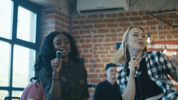 Diverse Singers in Modern Musical Band, Stock Footage | VideoHive