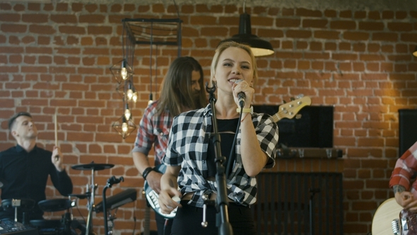 Band Playing and Vocalist Singing, Stock Footage | VideoHive