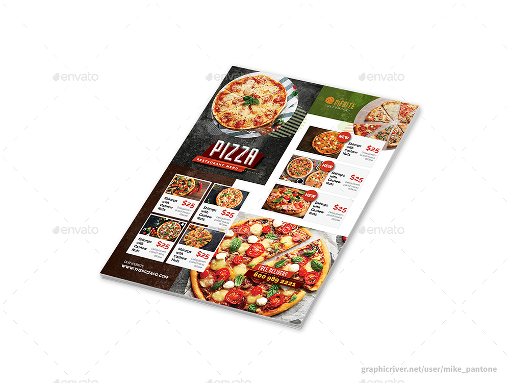 Pizza Restaurant Menu Flyers 3 – 4 Options, Print Templates | GraphicRiver