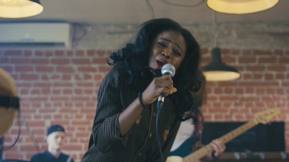 Expressive Singer with Band on Stage, Stock Footage | VideoHive