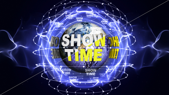 Two Show Time Text Around the Earth, Background, Motion Graphics ...