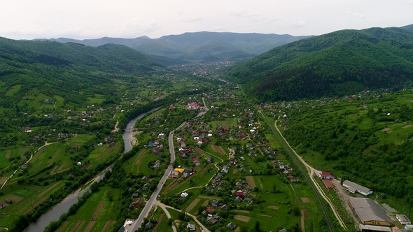 Beautiful Aerial View To the Road in the Highlands, Stock Footage ...
