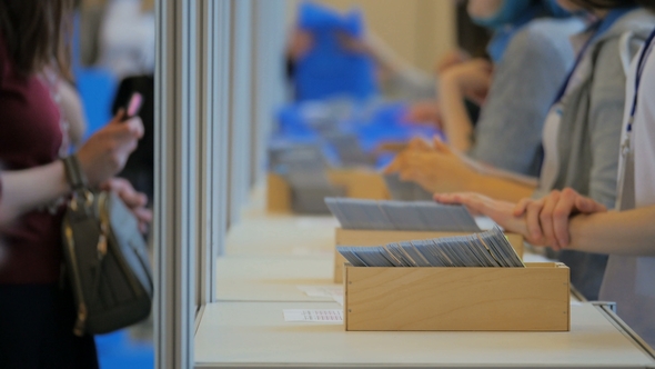 The Check in for Business Convention or Information Desk and Walking ...