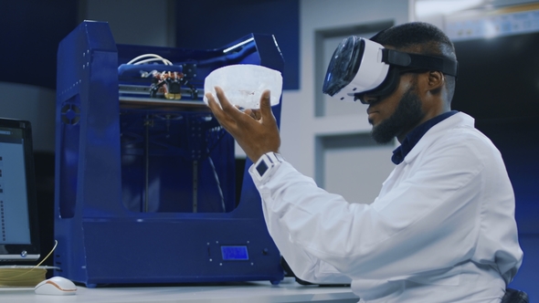 Scientists Working with 3d Printing and VR, Stock Footage | VideoHive