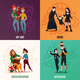 Subcultures Family Cartoon Design Concept, Vectors | GraphicRiver