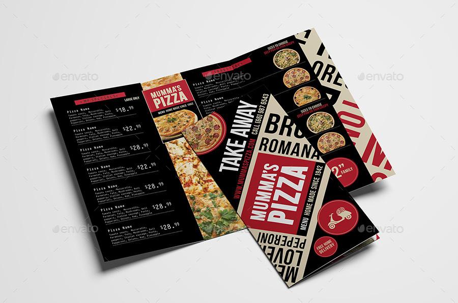 Tri-Fold Pizza Menu, Print Templates | GraphicRiver