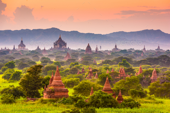 Bagan, Myanmar Ancient Temple Landscape Stock Photo by SeanPavone ...