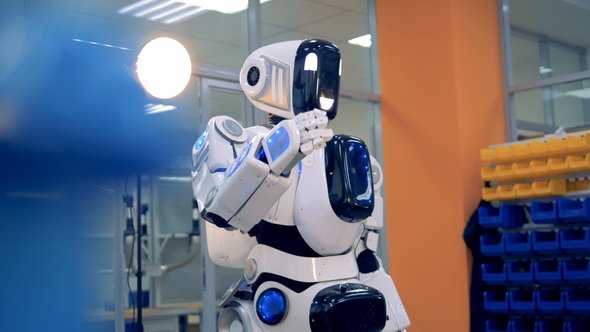 Robot Moves Its Arm Up, Then Puts It Down, Stock Footage | VideoHive