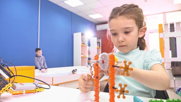 Children Creating Robots at School, Stem Education. Early Development ...