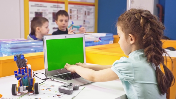 Children Creating Robots at School, Stem Education. Early Development ...