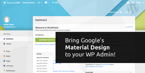 Material WP - Material Design Dashboard Theme | Prosyscom Tech