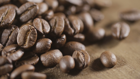 Fried Coffee Beans, Delicious Aroma, Covered with Smoke, Roasted Grain ...