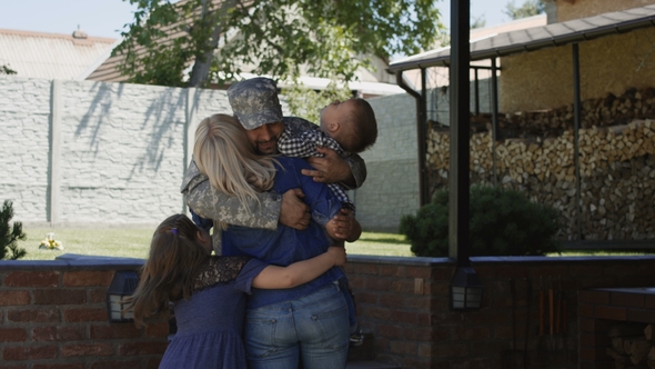 Military Man Returning Home To Family, Stock Footage | VideoHive