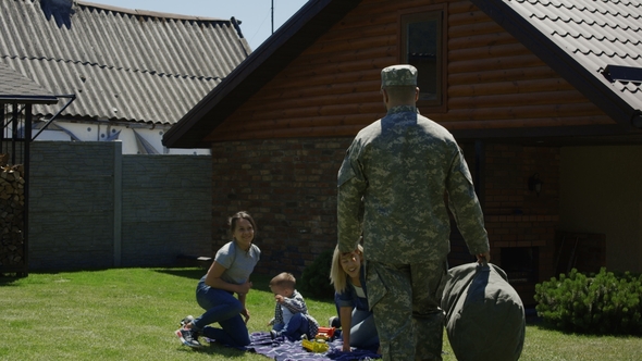 Military Man Returning Home To Family, Stock Footage | VideoHive