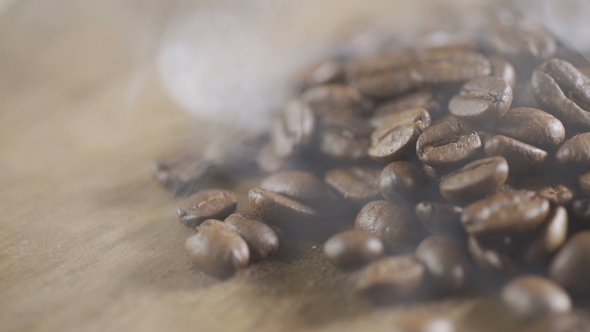Fried Coffee Beans, Delicious Aroma, Covered with Smoke, Roasted Grain ...