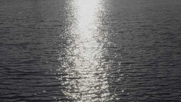 Reflection of the Moon on the Sea Surface Moonlight Path, Stock Footage