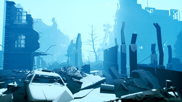 Destroyed Street In Winter, Motion Graphics | VideoHive